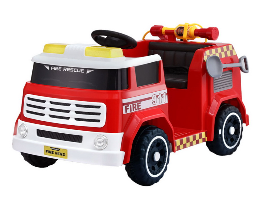 Premium 12V Fire Engine Kids Ride On Car Firetruck with Water Cannon ...