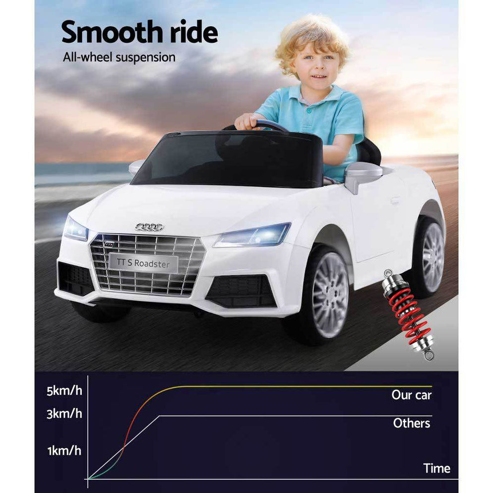Audi TT S Roadster Licensed Kids Ride On Car | White | Ride Ons