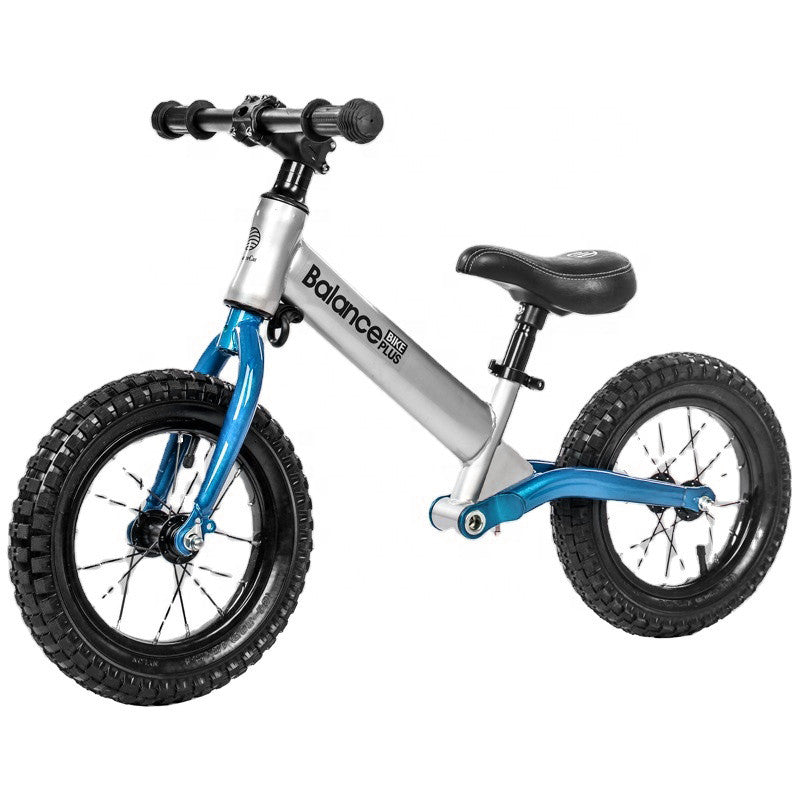 Track Star Deluxe 12 Inch Kids Balance Bike | Aluminium Silver & Blue ...